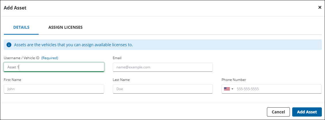 Add Assets and Assign Licenses :: Account Manager
