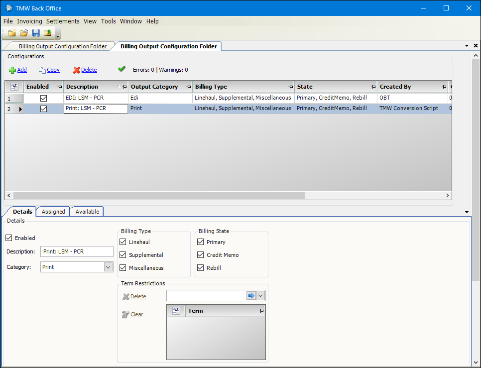 Configuring invoice outputs :: TMW Back Office