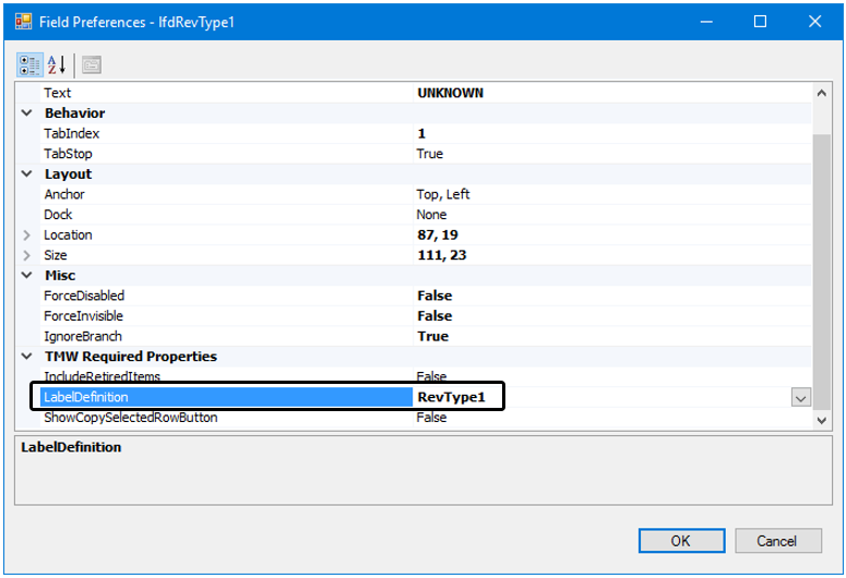 Using the label file to customize fields :: TMW Operations