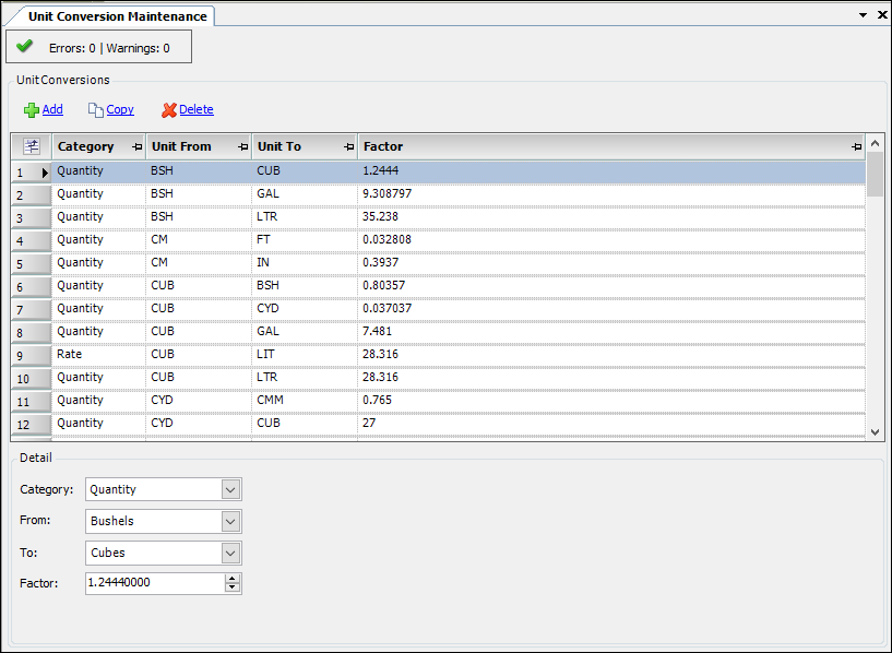 Setting up unit conversions :: TMW Operations