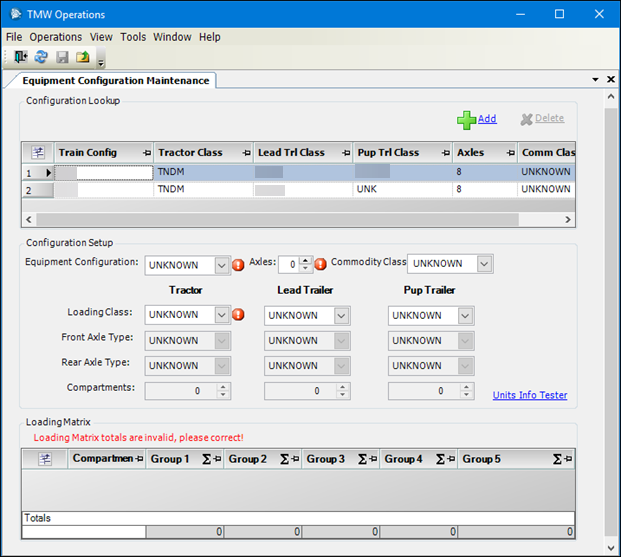 Creating equipment configurations :: TMW Operations