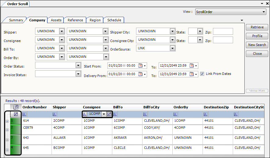 Filtering data in a grid :: TMW Operations