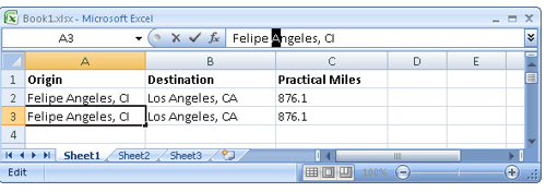 Spreadsheets: Location Names with Special Characters :: PC*Miler