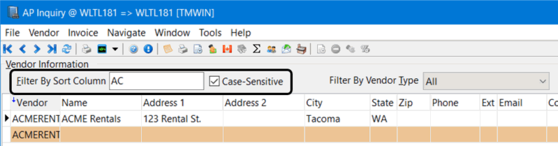 Controls for selection and filtering :: TruckMate Online Help