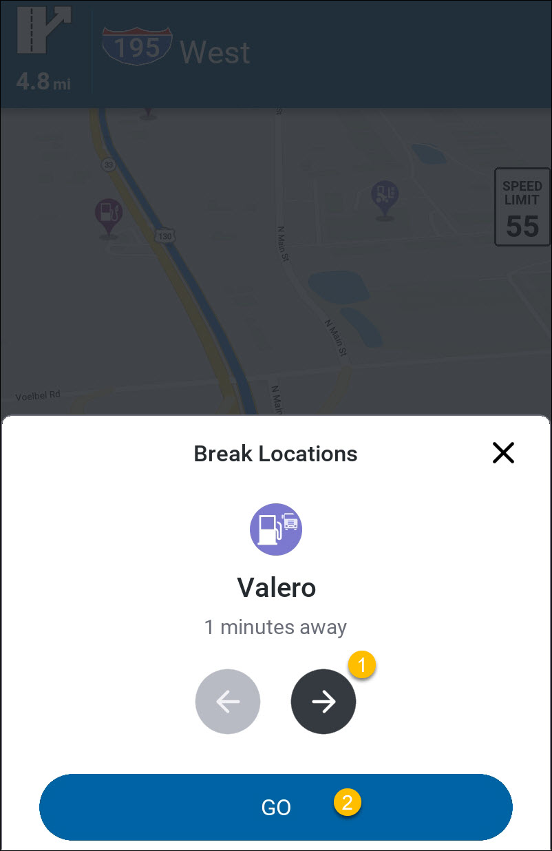 Find a rest stop while driving :: CoPilot