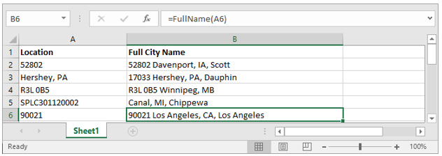 Spreadsheets: Get Location Information (Postal Codes) :: PCMiler